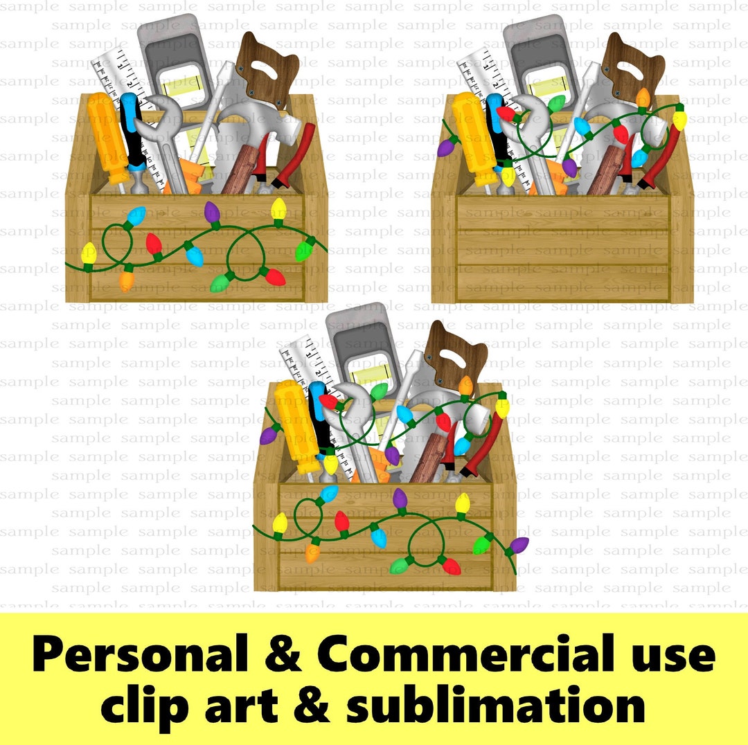 Tool Box Clip Art Christmas Lights Sublimation Ornament Design ...