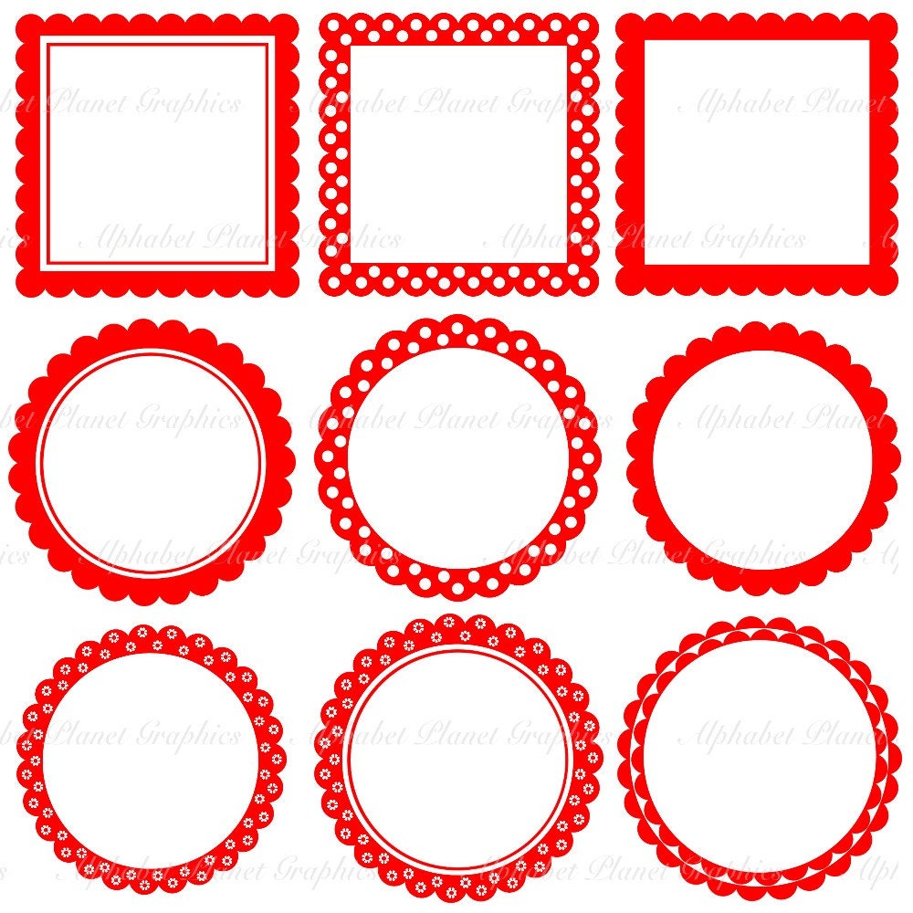 Red Frame Tag Embellishment Elements Digital Clip Art - Etsy