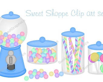 Sweet Shoppe Pink Gumball Machine Candy Digital Clip Art Set | Etsy