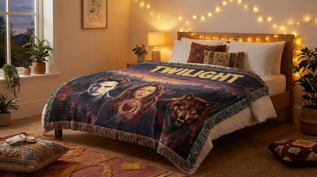 Twilight Movie Poster Woven Blanket | Bella Swan & Edward Cullen Throw ...