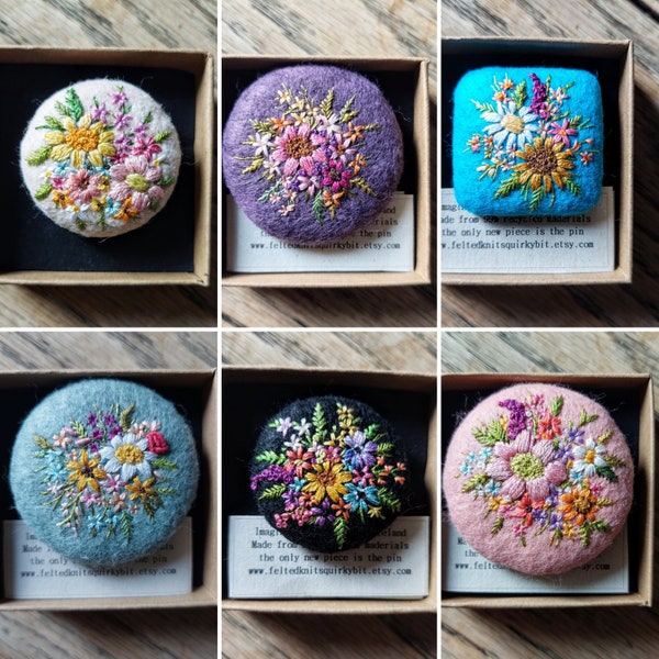 Embroidered Brooch - Etsy