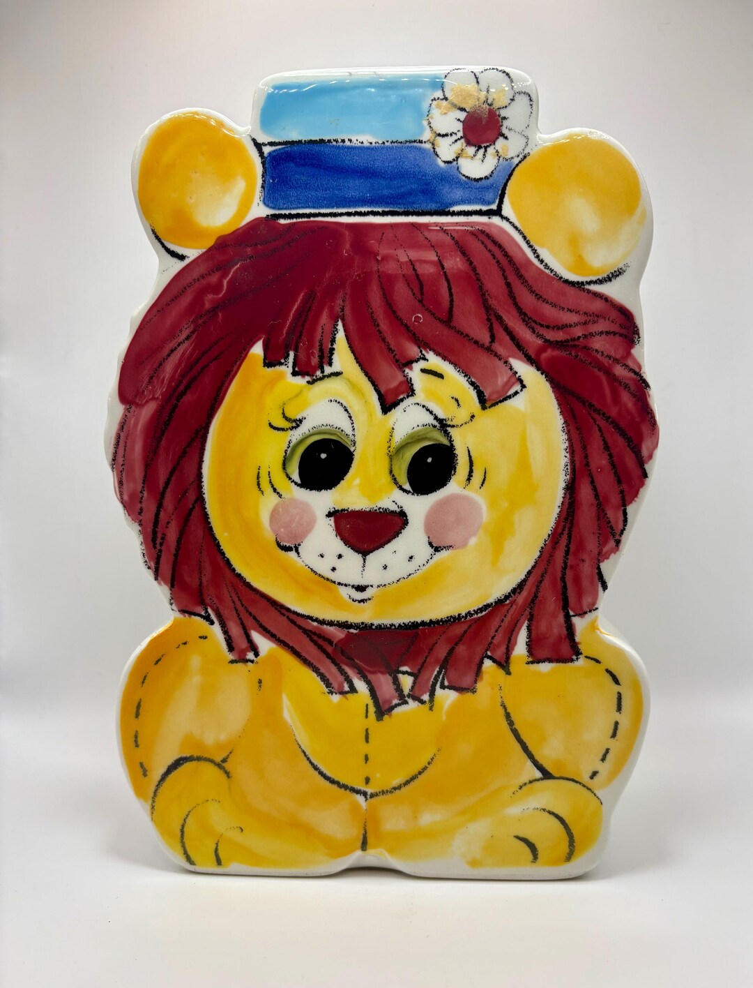 Vintage Hand-painted Ceramic Lion Piggy Bank - Etsy