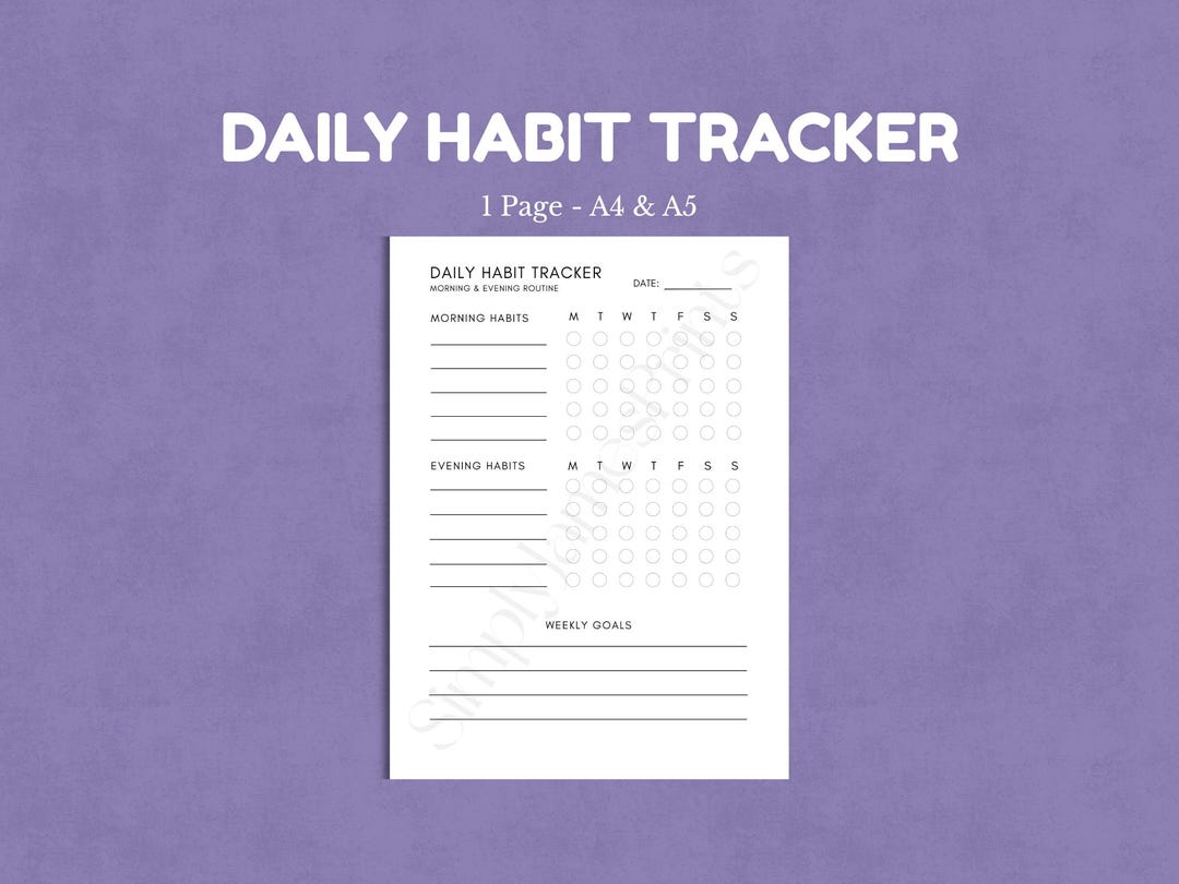 Daily Habit Planner, Printable PDF, Planning, Organisation Tool, Break ...