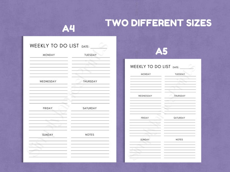 Seven Day Week to Do List Printable, Minimalist Template - Etsy