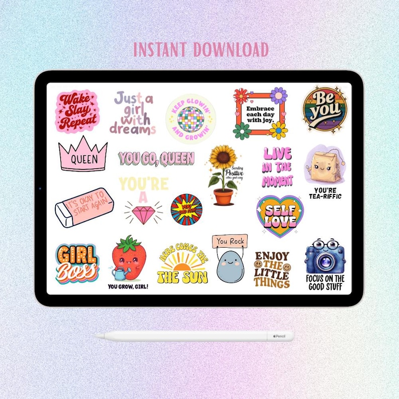 Cute Digital Stickers | Goodnotes Stickers | Positive Affirmation ...