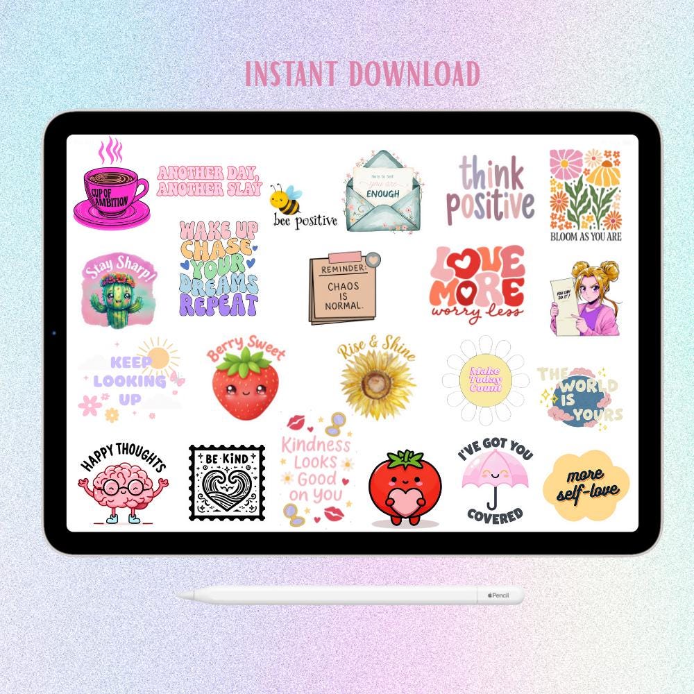 Cute Digital Stickers | Goodnotes Stickers | Positive Affirmation ...