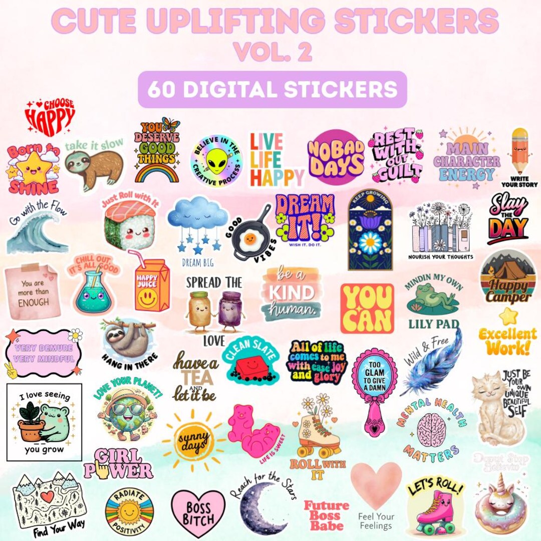 Cute Uplifting Digital Stickers | Positive Affirmation Digital Stickers ...