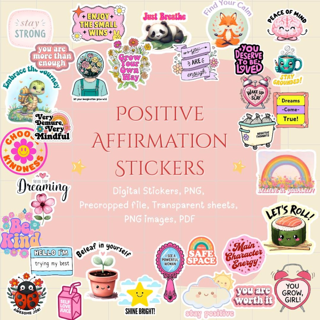 Cute Affirmation Digital Stickers | Self Love Stickers | Instant ...