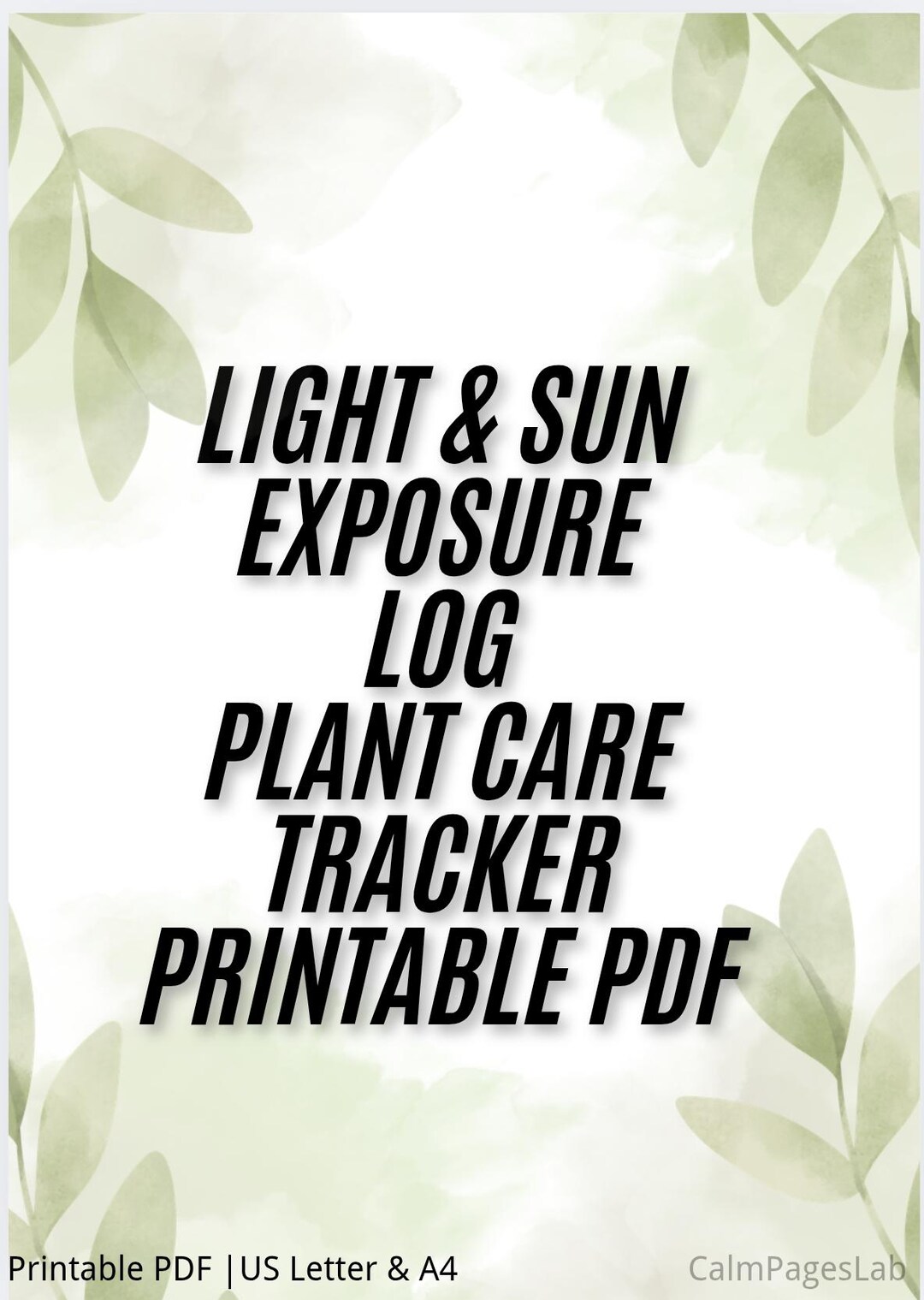2026 Plant Light Tracker | Indoor Sunlight Exposure Log (PDF Download ...