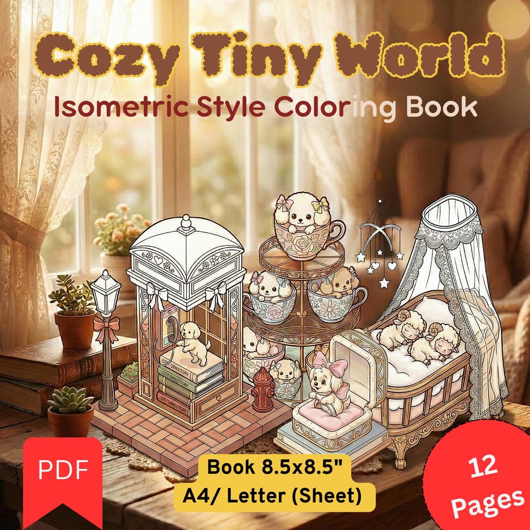 Isometric Kawaii Animals Coloring Book | Cozy Tiny World (PDF Download ...