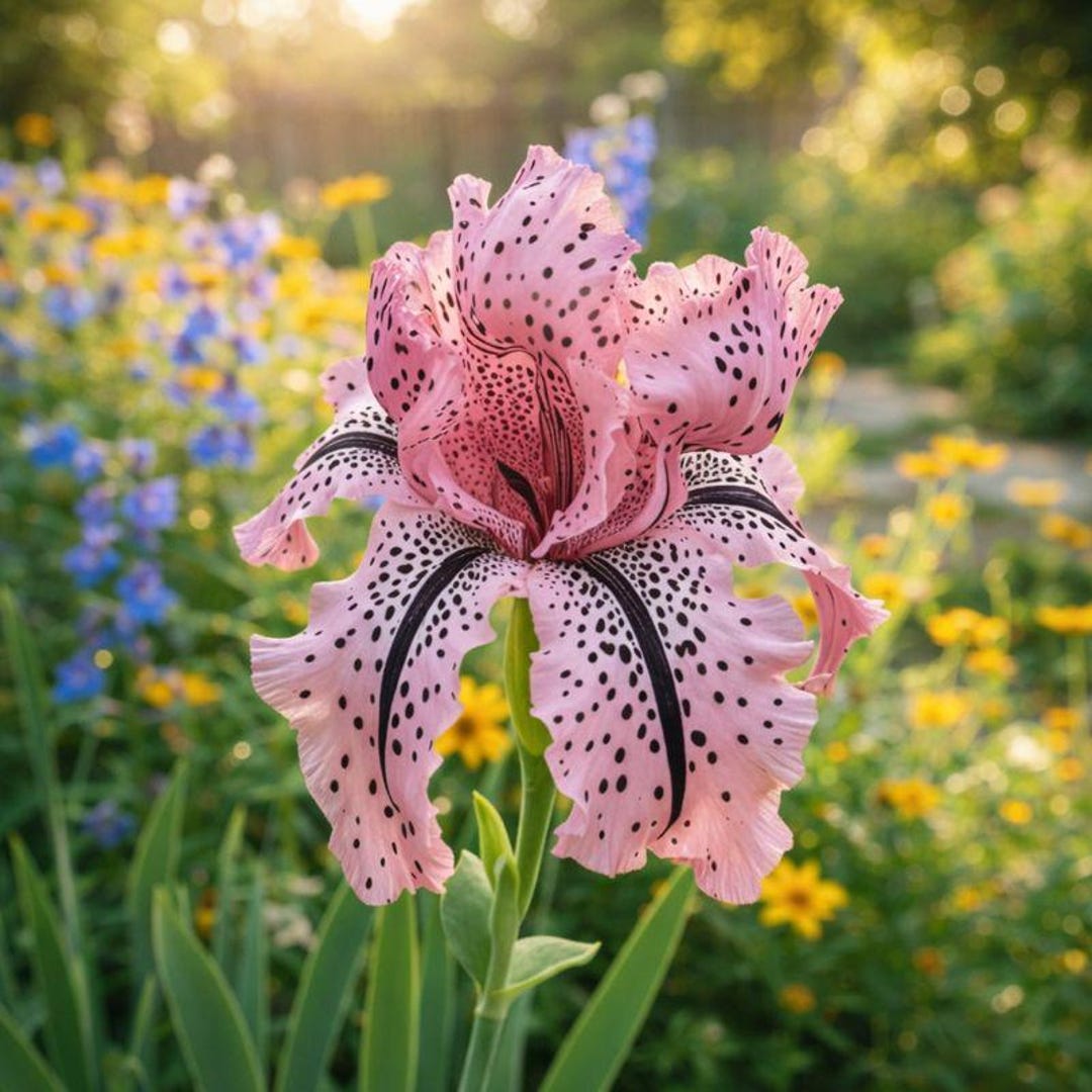 50 Bearded Iris Seeds: Pink Iris Flowers With Black Speckles, Rare ...