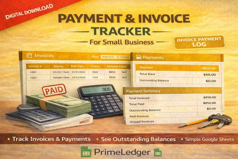 Payment and Invoice Tracker | Invoice Payment Log | Google Sheets ...