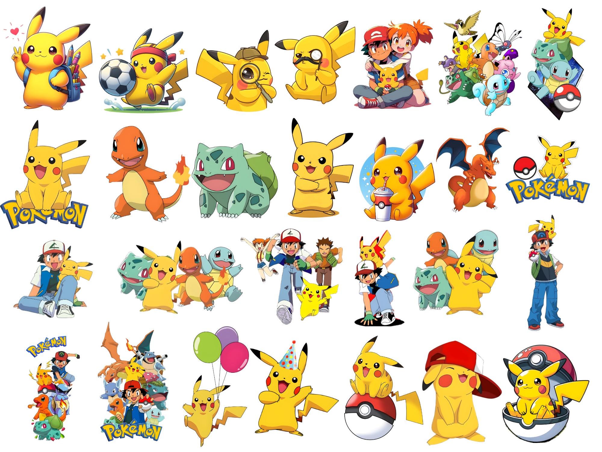 Pokemon Sublimation Bundle, Pokemon Png Clipart Bundle, Pokemon PNG ...