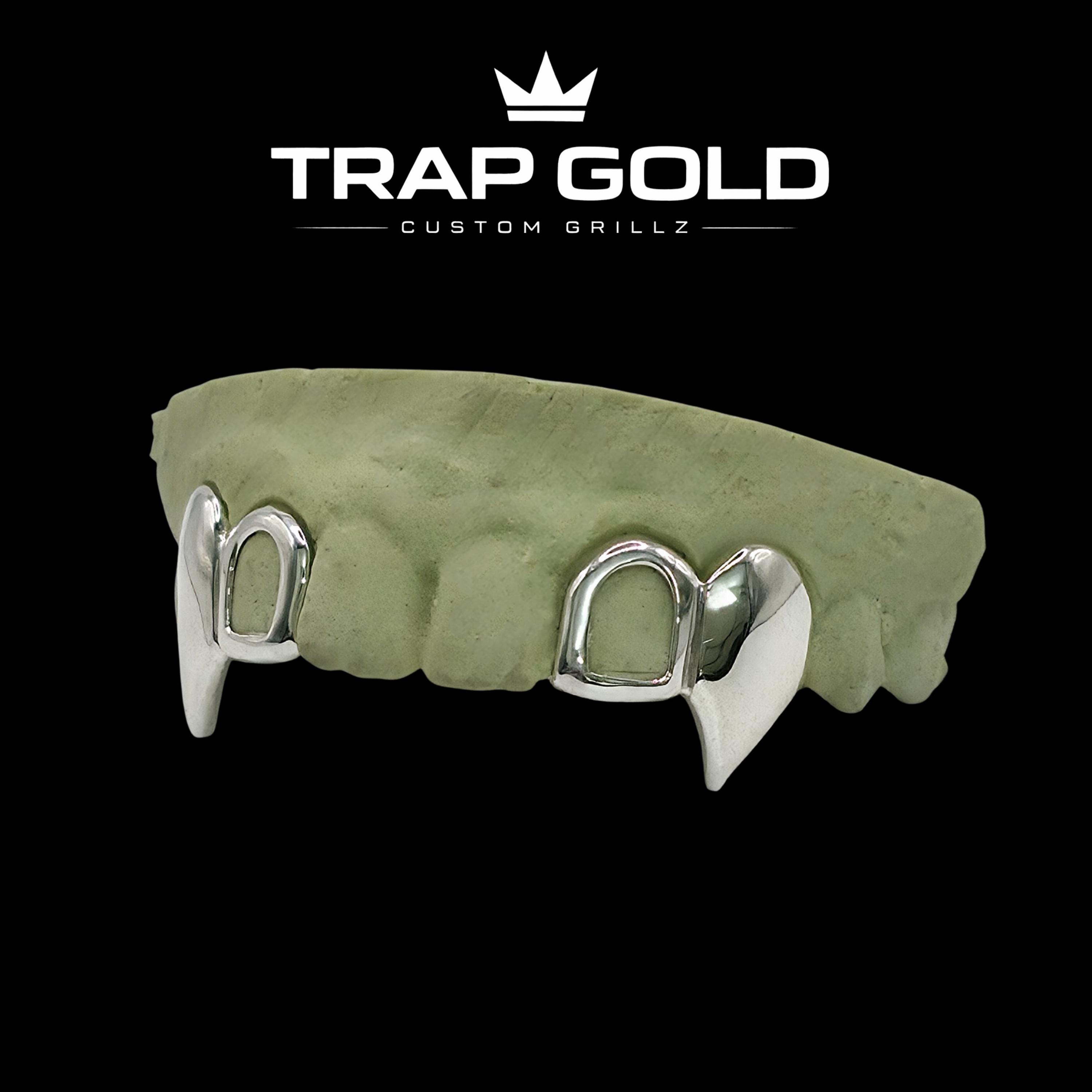 Custom 925 Sterling Silver Grillz: 4pcs Vampire Fang Grillz (free Mold ...