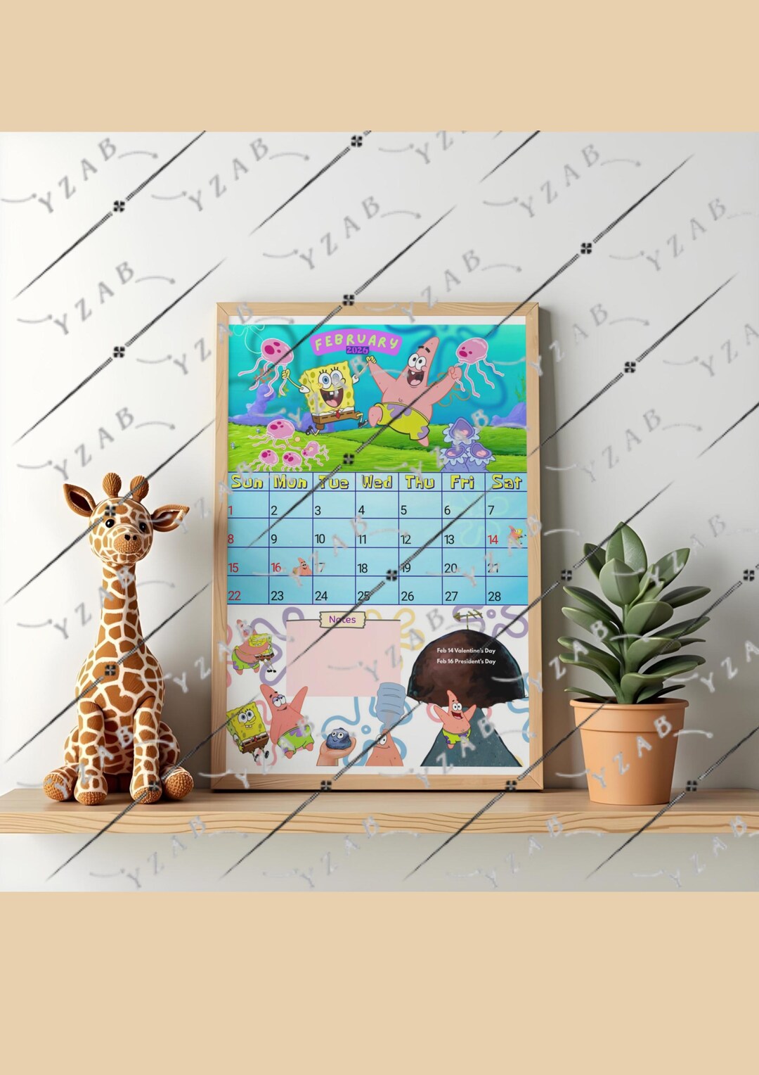SPONGEBOB SQUARE PANTS Theme Calendar, 2026 Monthly Calendar, Planner ...