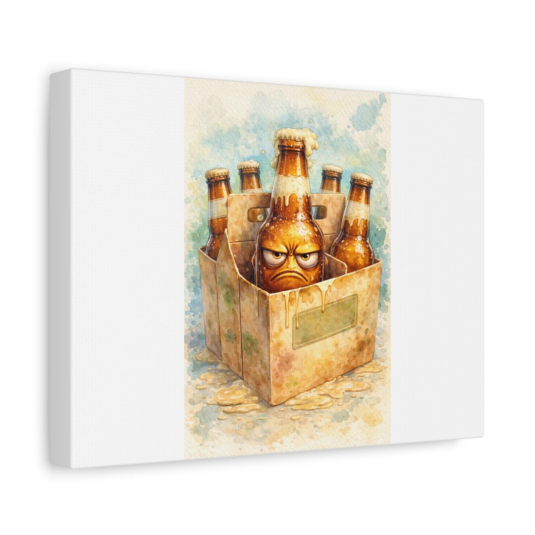 Grumpy Beer Bottle Character Matte Canvas - Etsy