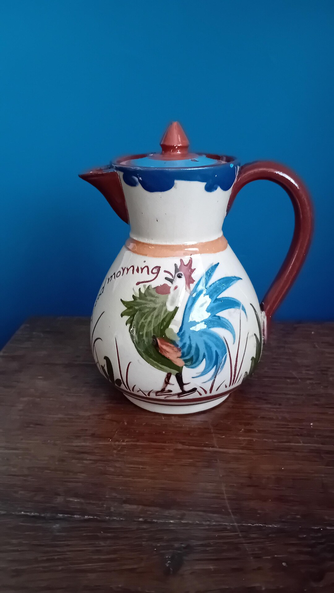 Torquay Motto Ware Lidded Jug, Hot Water Jug, Cockerel Design, Country ...