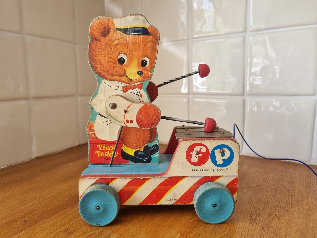 Fisher Price Tiny Teddy Pull Collectible Toy - Etsy
