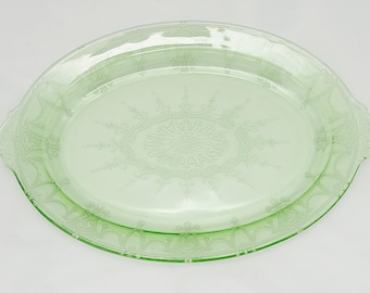Green Glass Platter | Etsy
