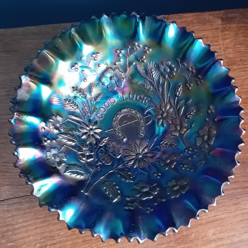 Blue Carnival Glass - Etsy