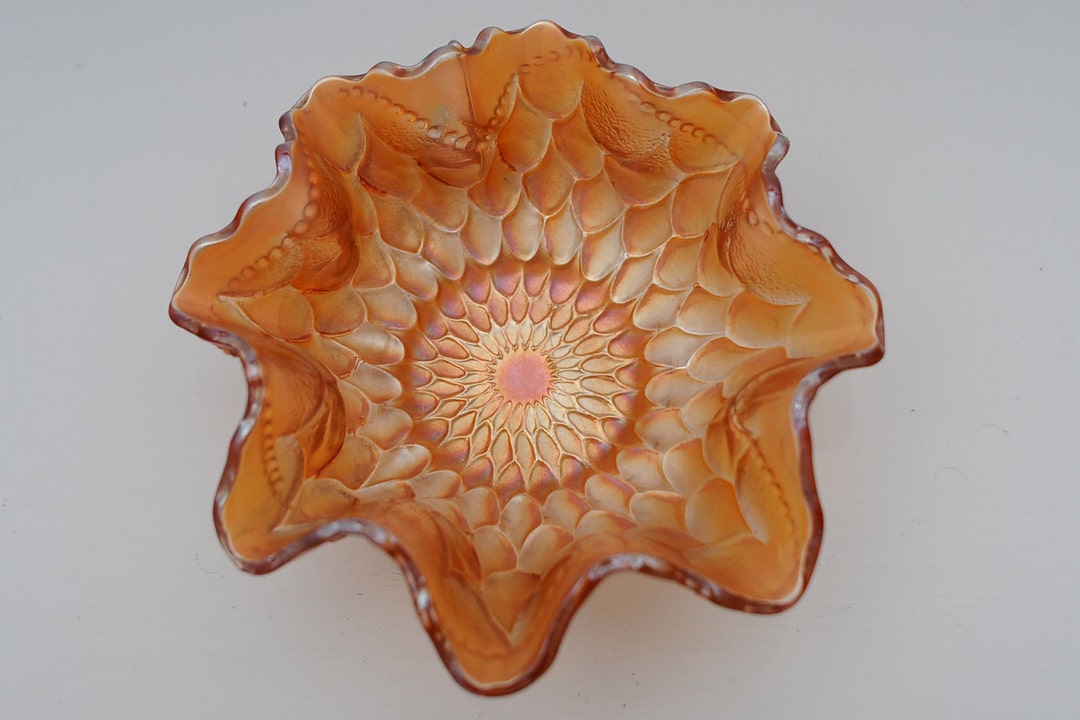 Fish Scale Bowl, Carnival Ware Fish, Decorative Bowl, Orange Lusterware ...