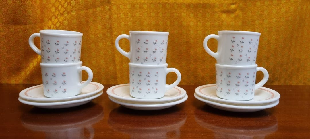 Pyrex Laura Pattern Espresso Cups, Coffee Cups and Saucers, Tulip ...