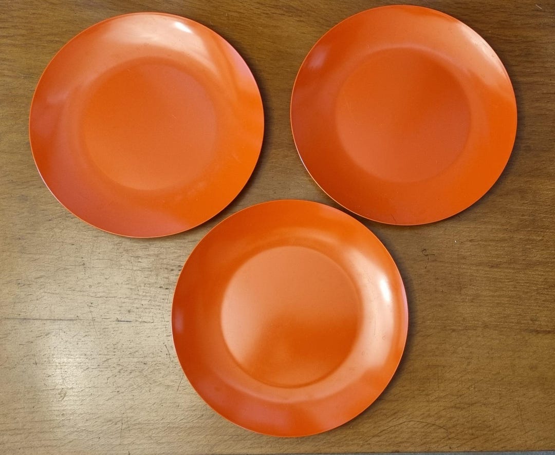 Vintage Melaware Lunch Plates: Bright Orange Mid-century Picnicware - Etsy