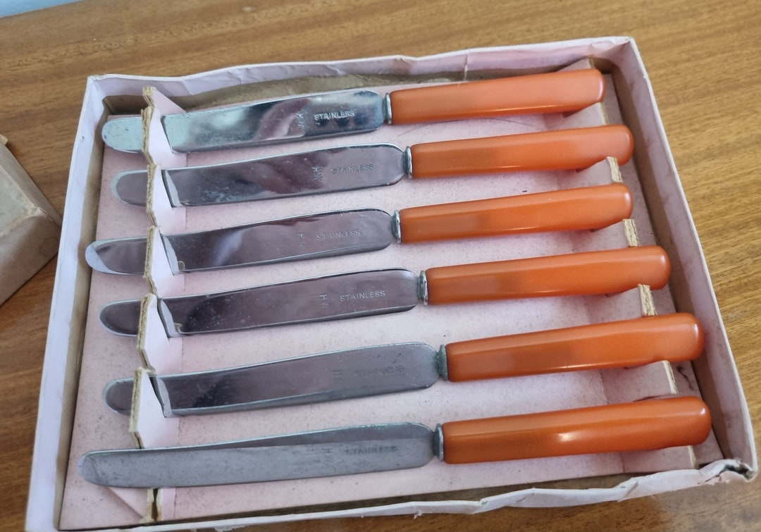 Set of Six Orange Plastic Handled Butter Spreaders - Etsy