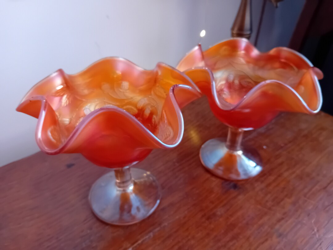 Pair of Carnival Glass Bonbon Dishes - Etsy
