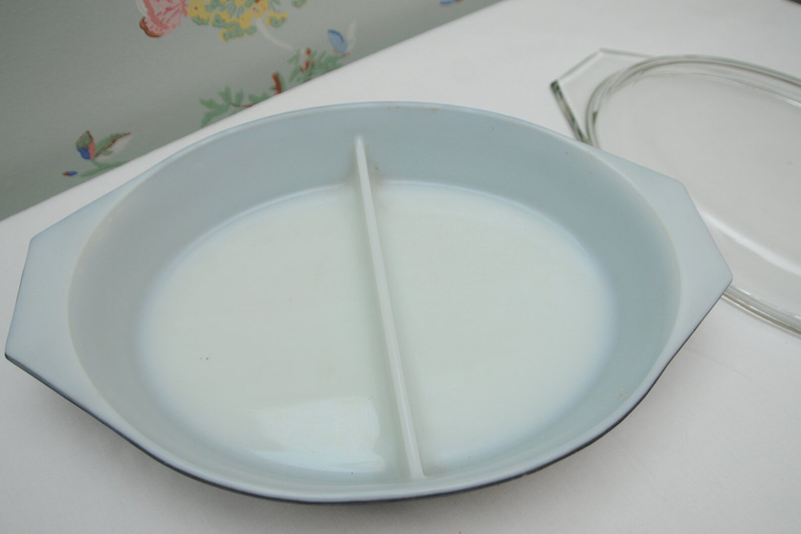 Pyrex Divided Serving Dish in Black and White Gaiety Pattern | Etsy