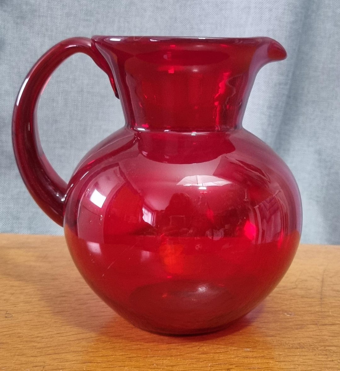 Vintage Ruby Red Handblown Glass Jug: Decorative Pitcher, 1960s Home ...