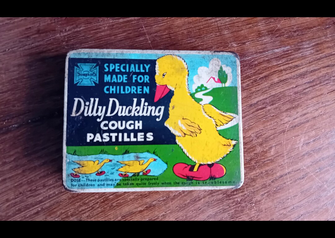 Dilly Duckling, Cough Pastilles, Vintage Tin, Cough Drops, Children's ...