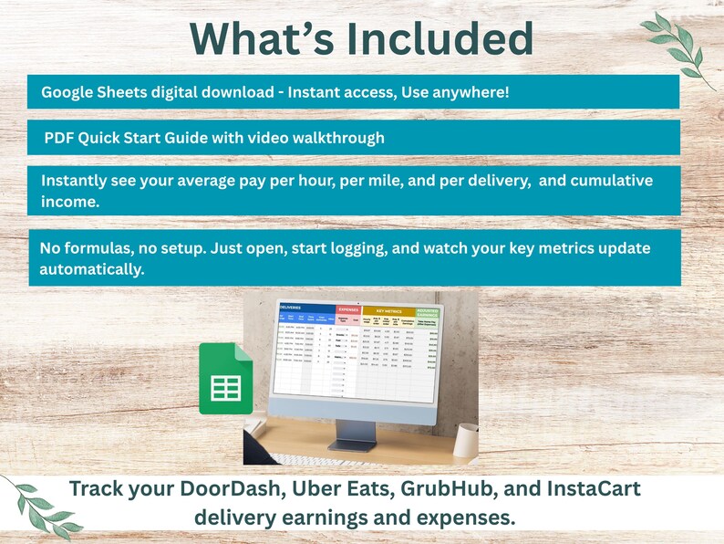 Delivery Driver Income & Expense Tracker Spreadsheet | Doordash, Uber ...