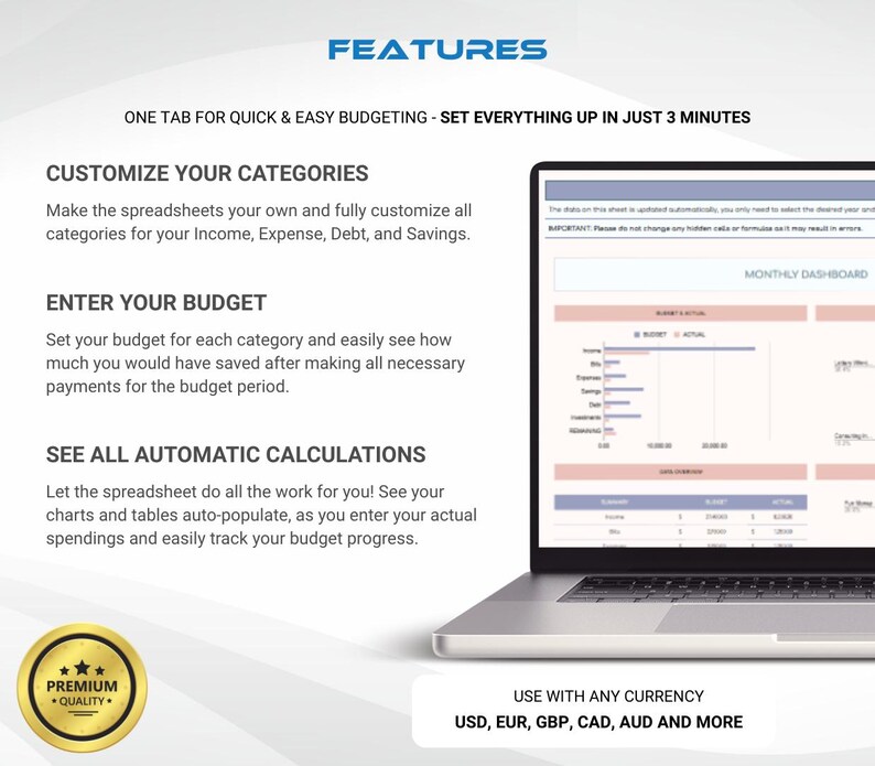 Income and Expense Tracker | Monthly Income & Spending Log, Budget ...
