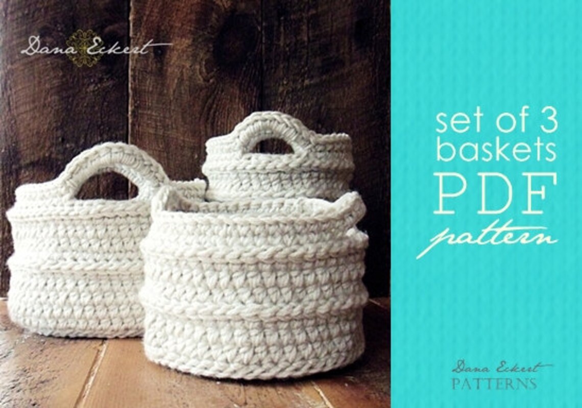 Set of 3 Crochet Basket PDF Pattern - Etsy