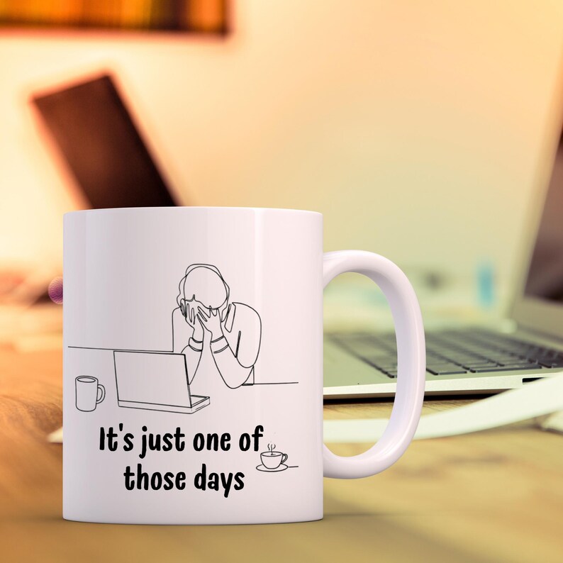 Minimal Line Art Coffee Mug – Funny Office Mug – Work Stress Cup – Gift ...