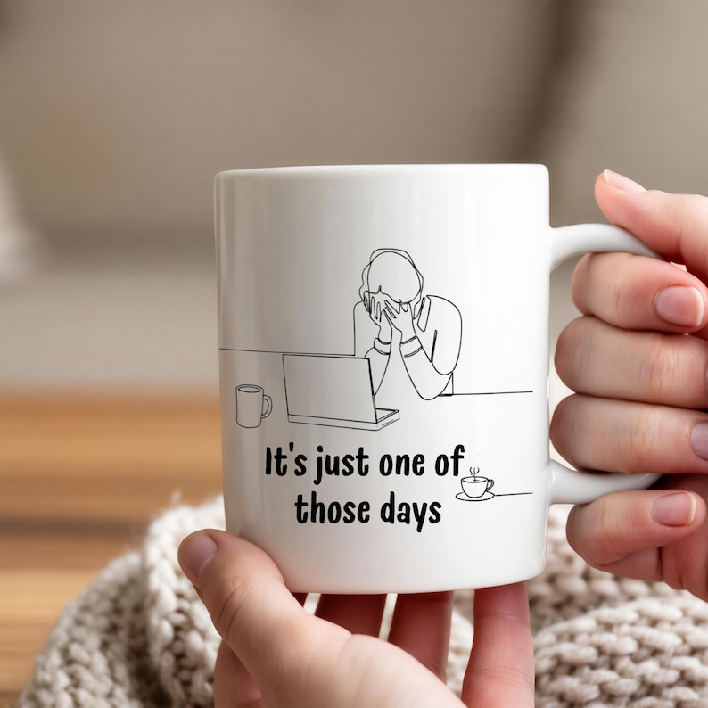 Minimal Line Art Coffee Mug – Funny Office Mug – Work Stress Cup – Gift ...