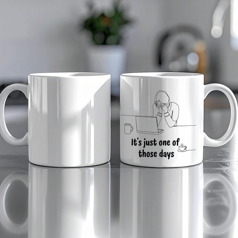 Minimal Line Art Coffee Mug – Funny Office Mug – Work Stress Cup – Gift ...