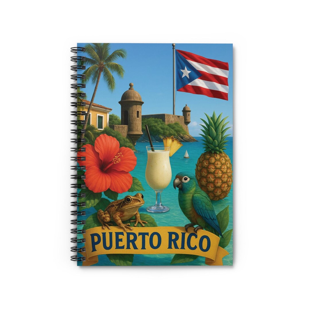Puerto Rico Tropical Collage Spiral Notebook | Ruled Notebook - Etsy