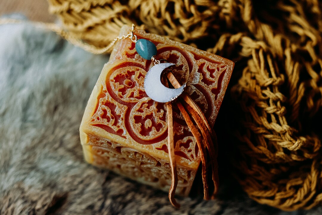 Tiger Moon. a Black and Copper Moon Necklace With Deerskin Leather ...