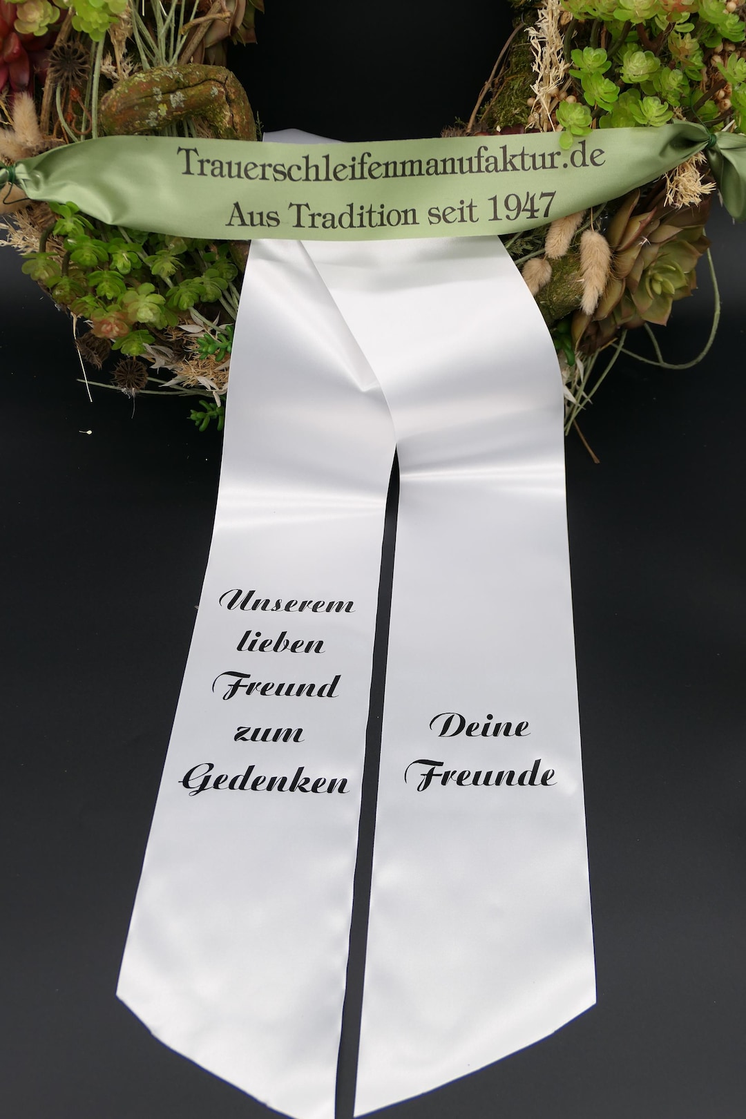 Trauerschleife mit Text personalisiert, Grabsgesteckband Bedruckt nach ...
