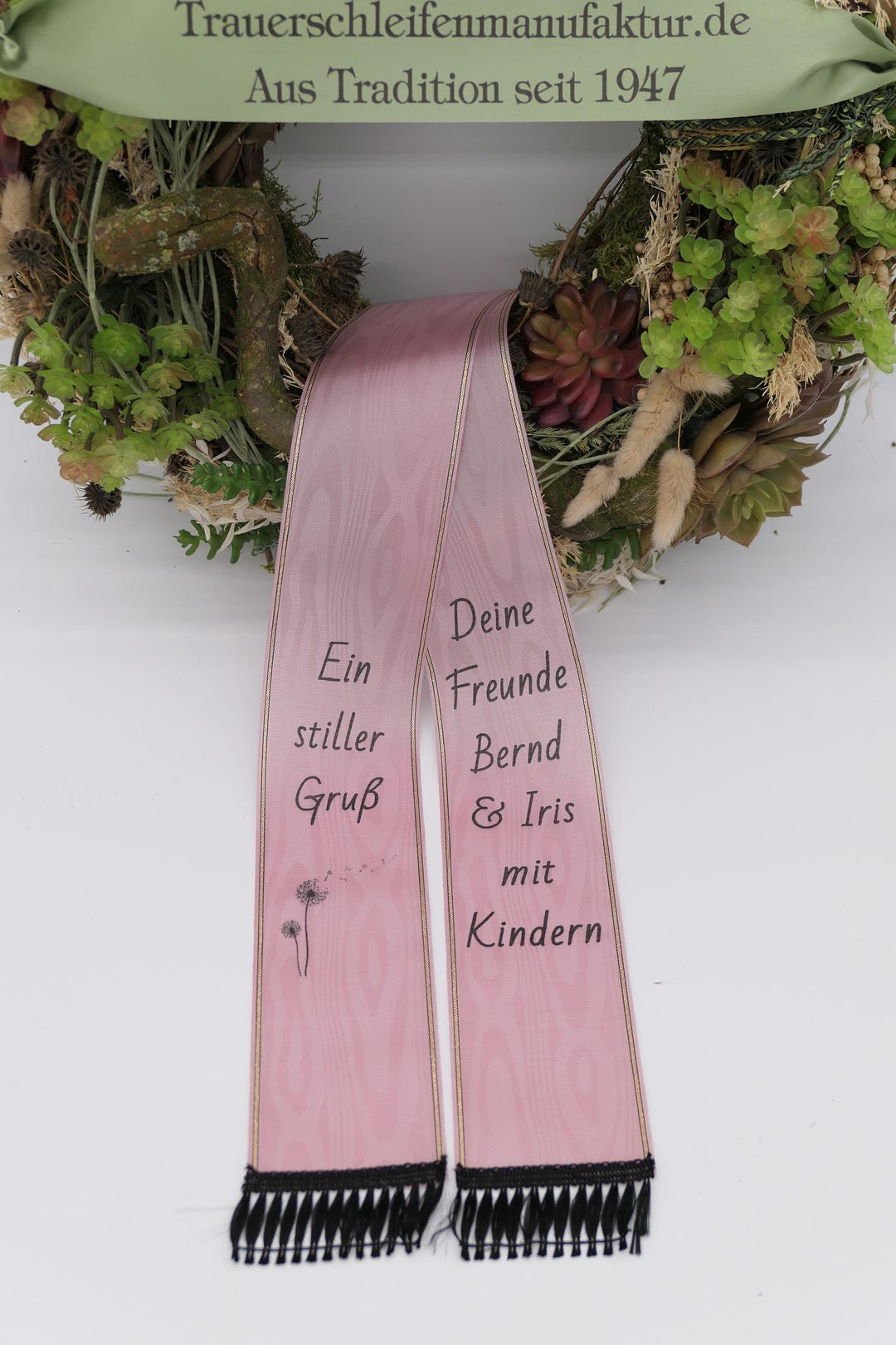 Moire Trauerschleife mit Text personalisiert, Grabsgesteckband Bedruckt ...