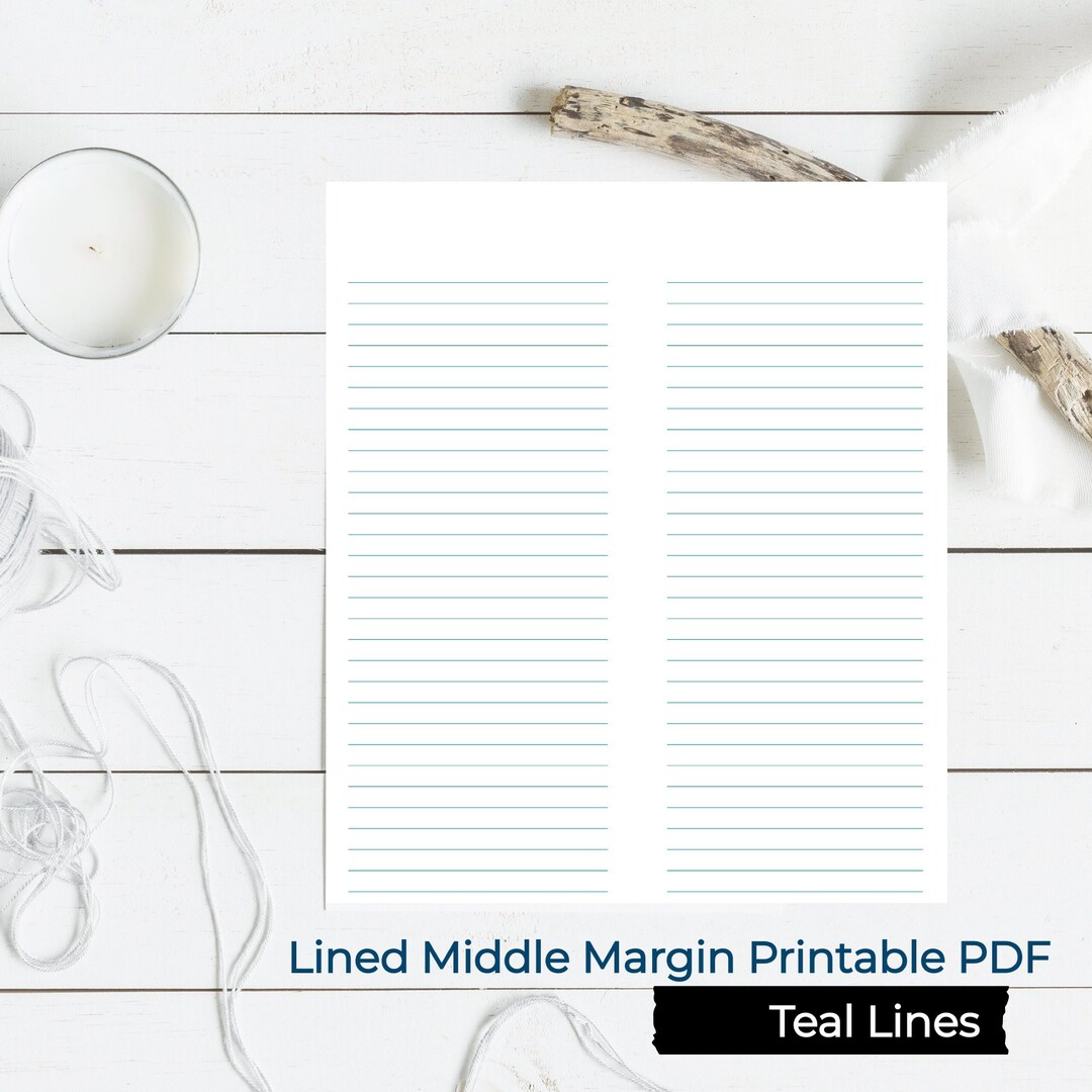 Teal LINED/RULED Middle Margin Book Binding Signature Printable-pdf - Etsy