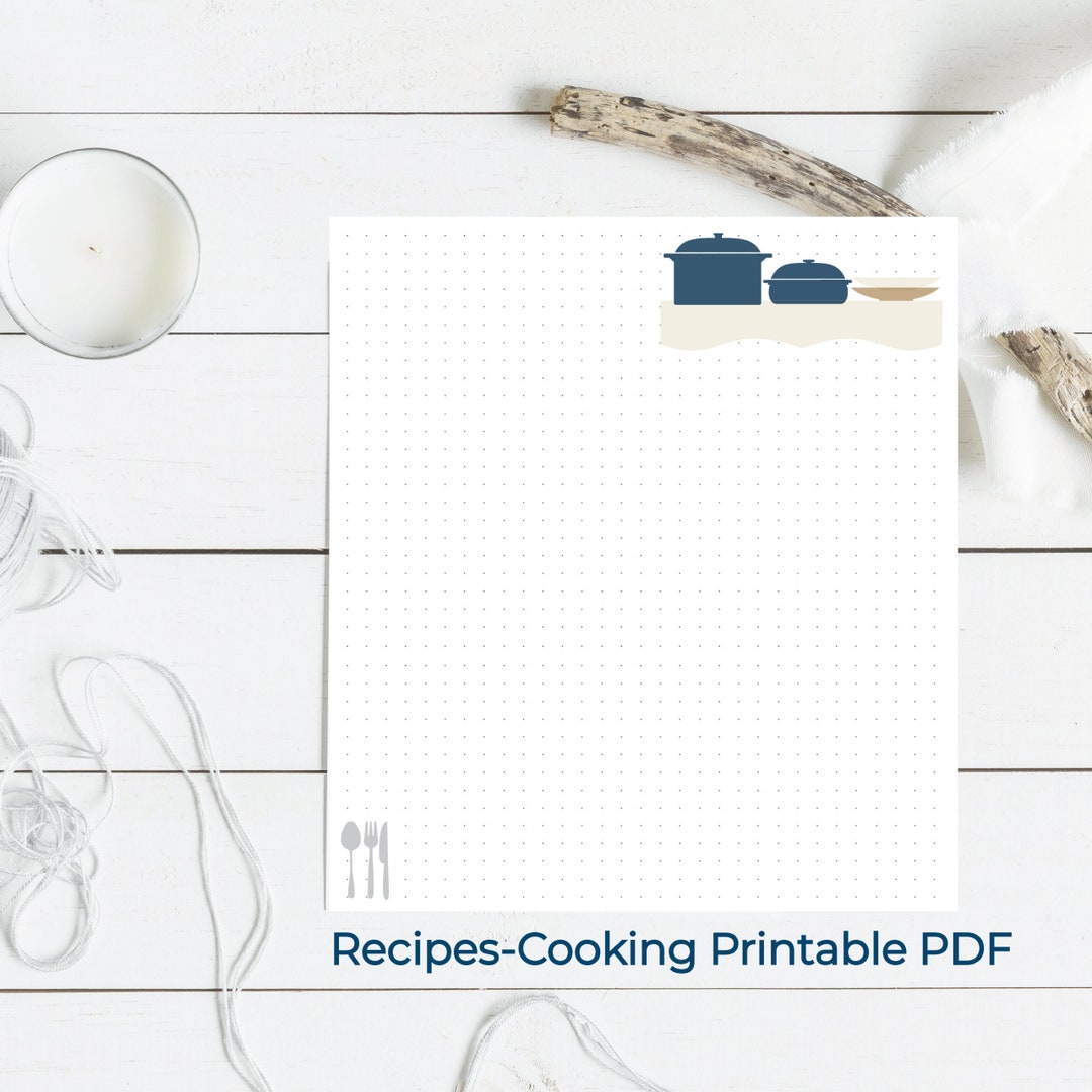 RECIPES & COOKING Decorative Book Binding Signature Printable-pdf - Etsy