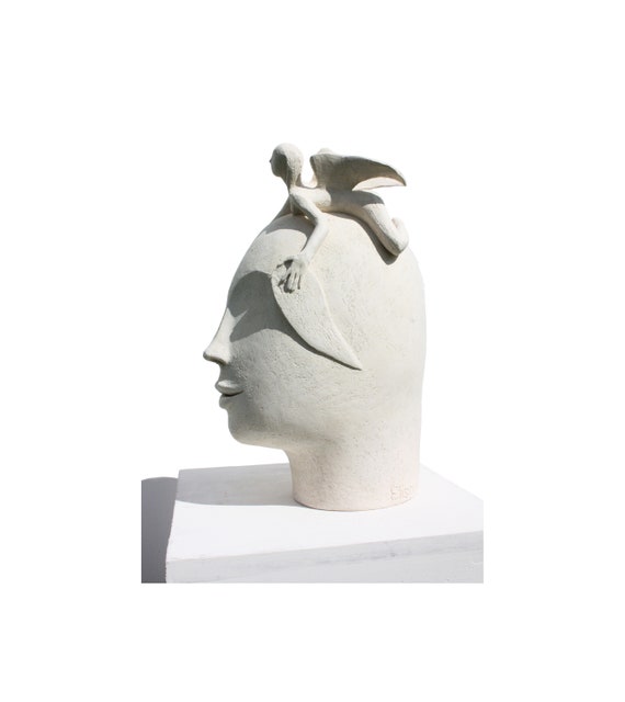 Modern Sculpture Ceramic Bust Large Head Original Art - Etsy