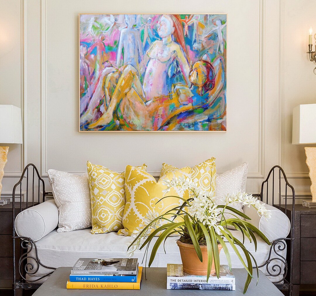 Contemporary Artwork Bright Colors POSITIVE HAPPY EMOTIONAL Art Women ...