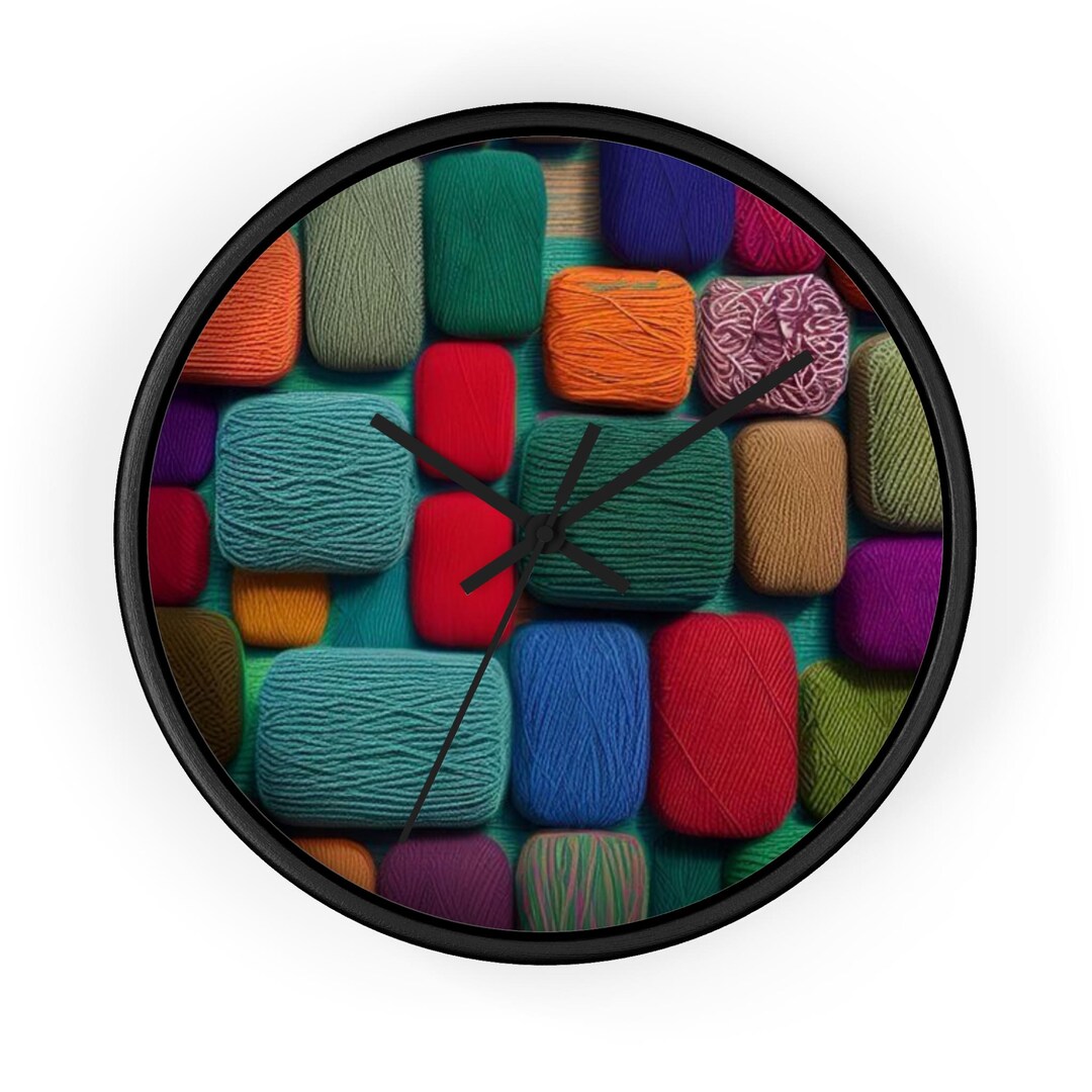 Colorful Yarn Blocks Wall Clock | Knitting Fiber Pattern, Modern Home ...
