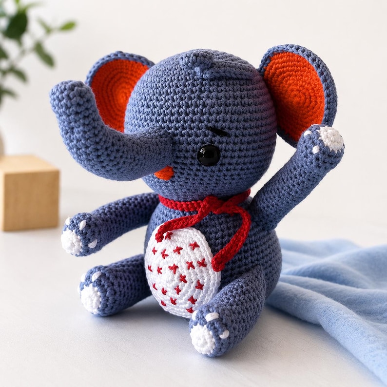 Crochet Elephant Pattern PDF, Amigurumi Elephant Tutorial, Stuffed ...