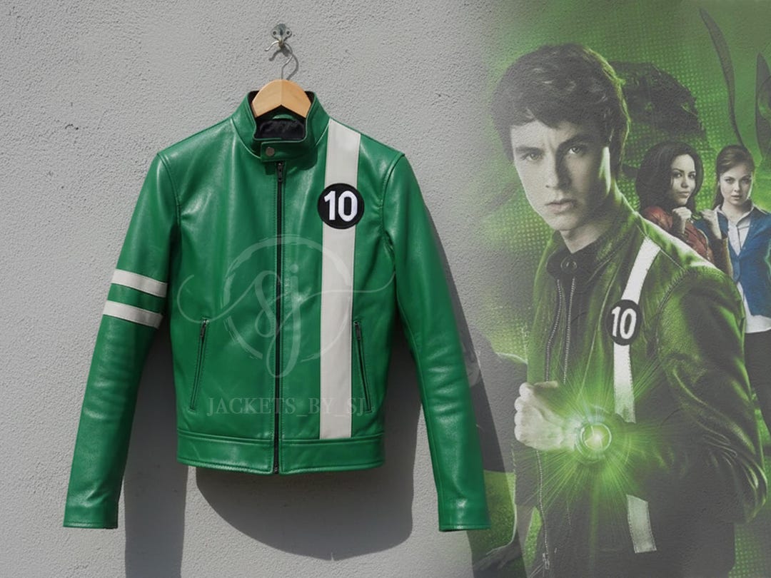 Ben 10 Jacket | Alien Swarm Green Leather Cosplay Jacket | Ben Tennyson ...