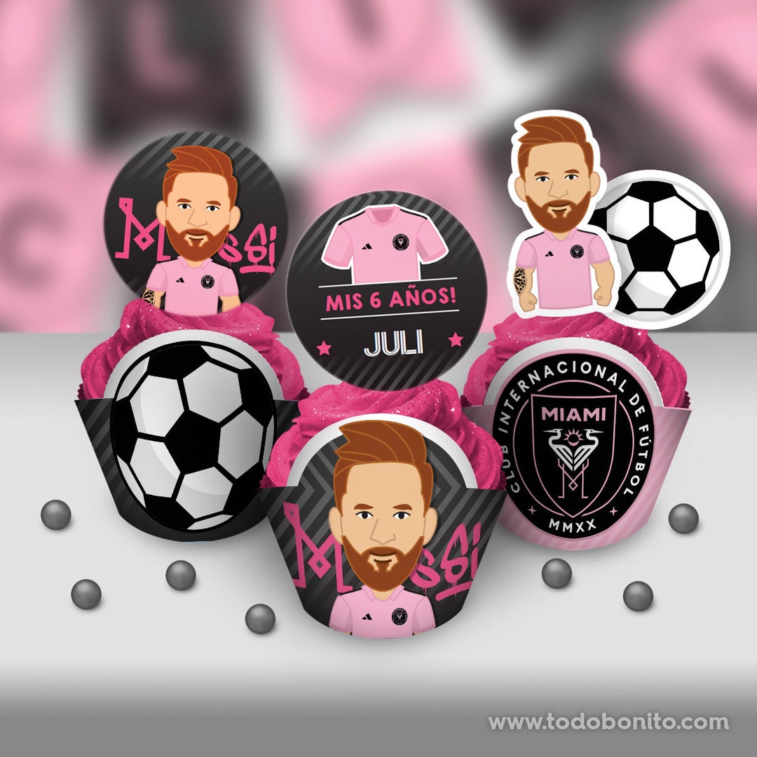 Messi Inter Miami: Cupcake Toppers and Wrappers Editable PDF Template ...
